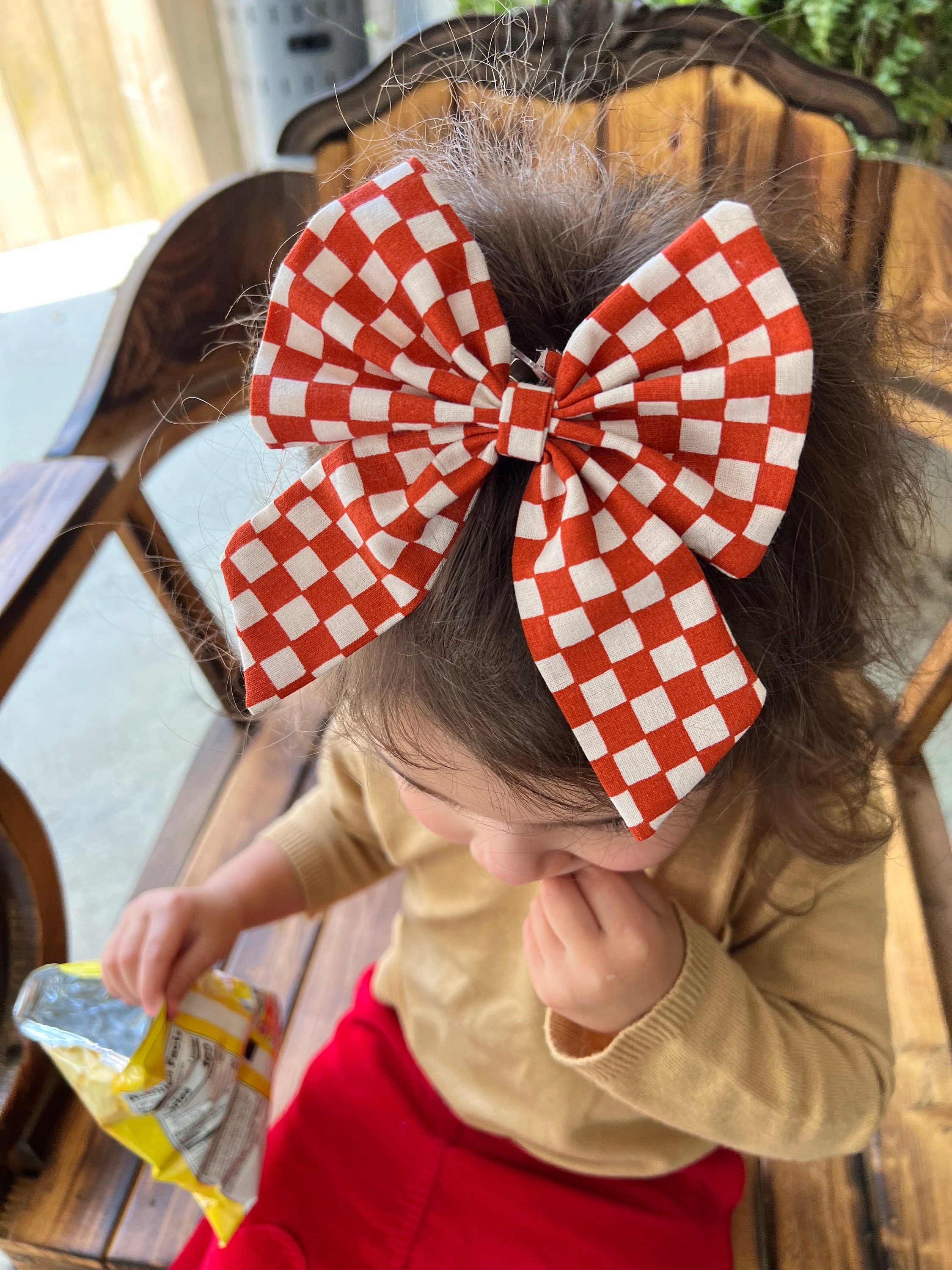 Boho Bows, Check Board Sailor Bow, Sailor Bow, Fabric Bow, Baby Bow ...