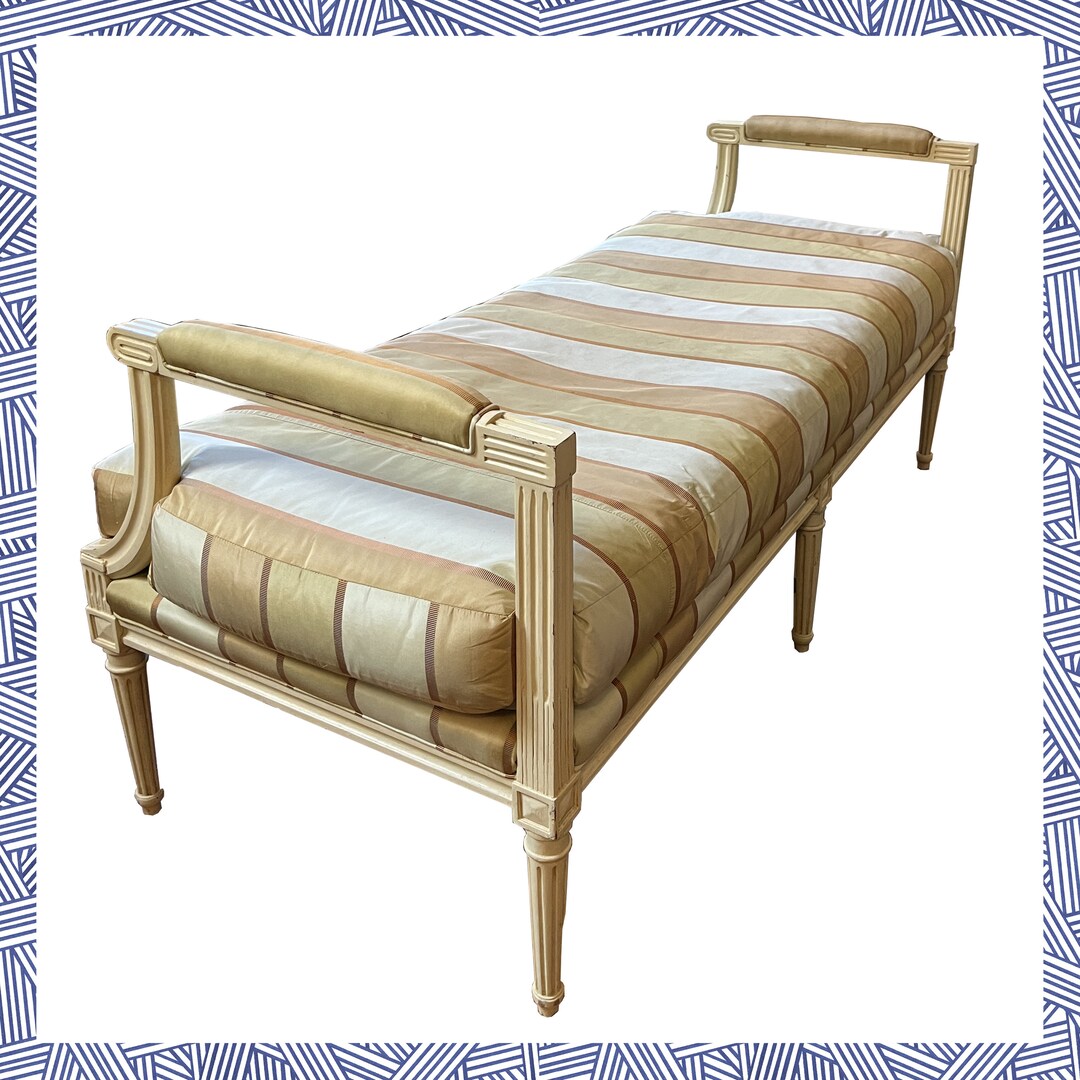 French Provincial Wood Frame Chaise - Etsy