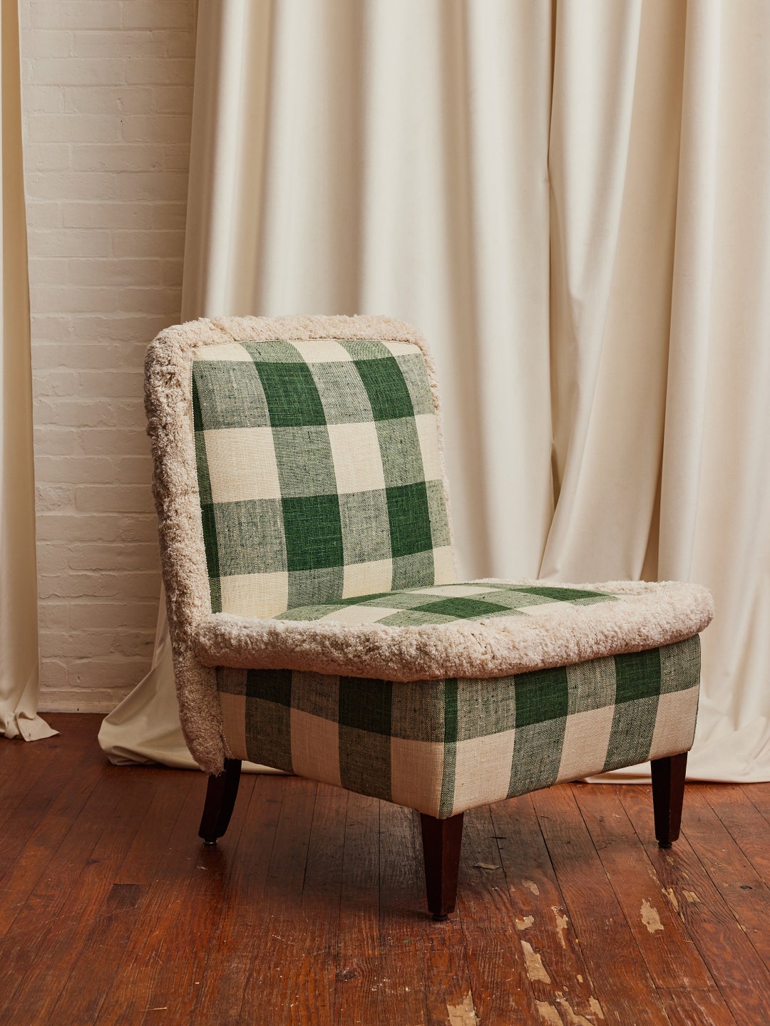 Large Check Slipper Chair - Etsy