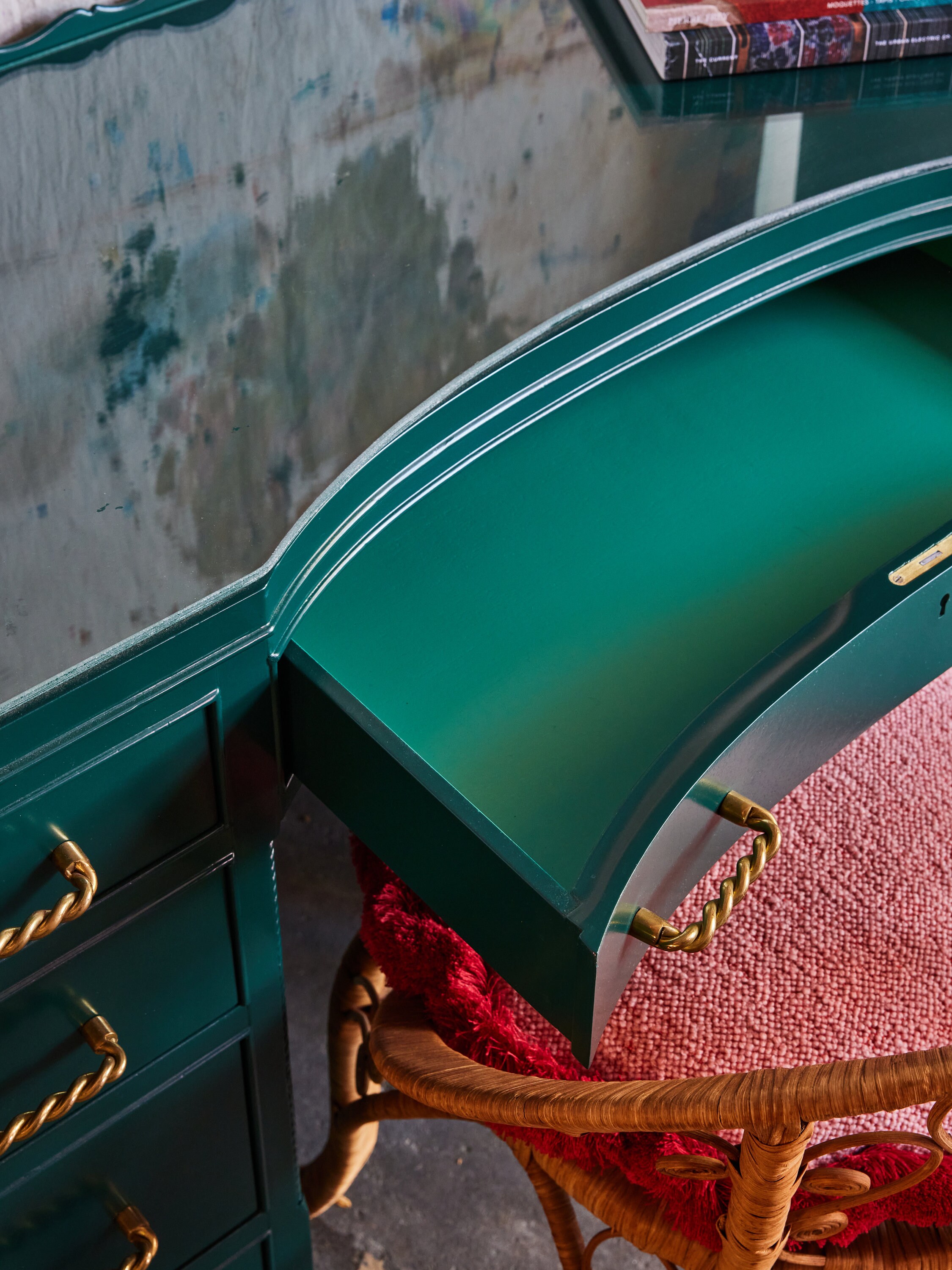 Vintage Green Lacquered Desk - Etsy