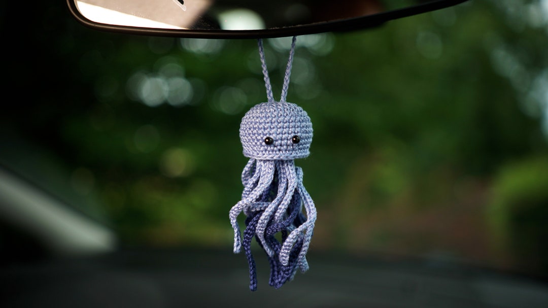 Handmade Crocheted Jellyfish – Amigurumi Car Decoration, Car Reversing ...