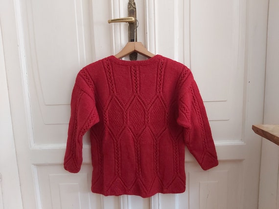 100% pure wool brilliantly hand-knit cherry red Austr… - Gem