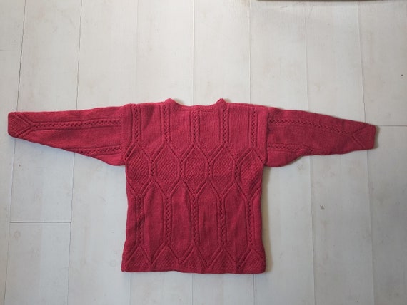 100% pure wool brilliantly hand-knit cherry red Austr… - Gem