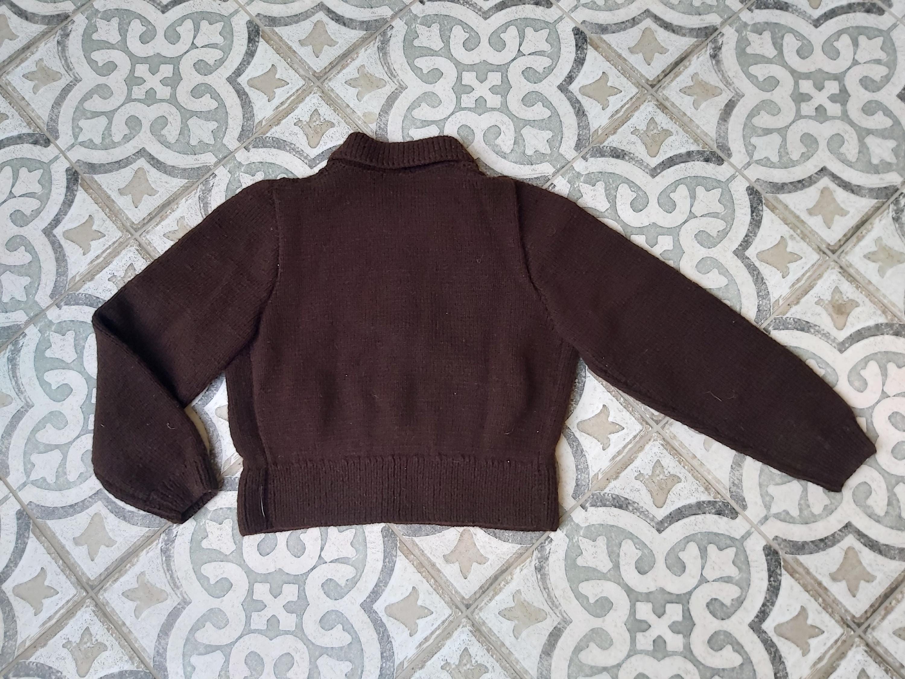 Chocolate Brown Traditional Knitted Austrian Folk Cardigan Sweater ...