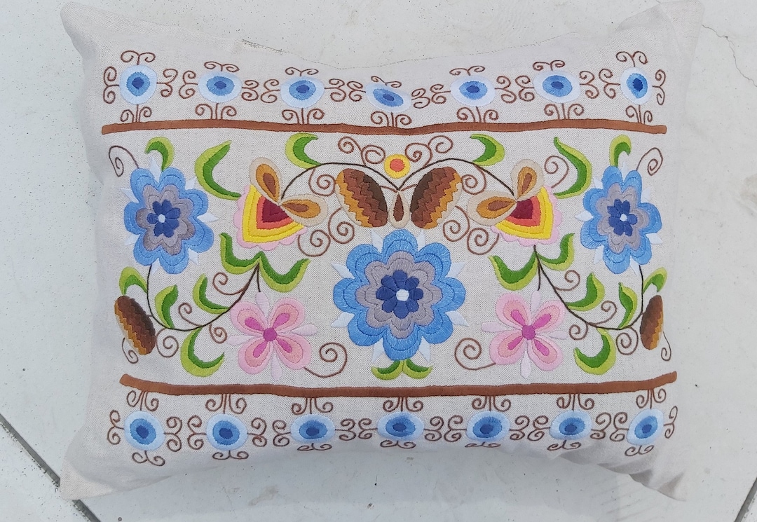 Hand Emboridered Hungarian Traditional Folk Art Decorative Pillow ...