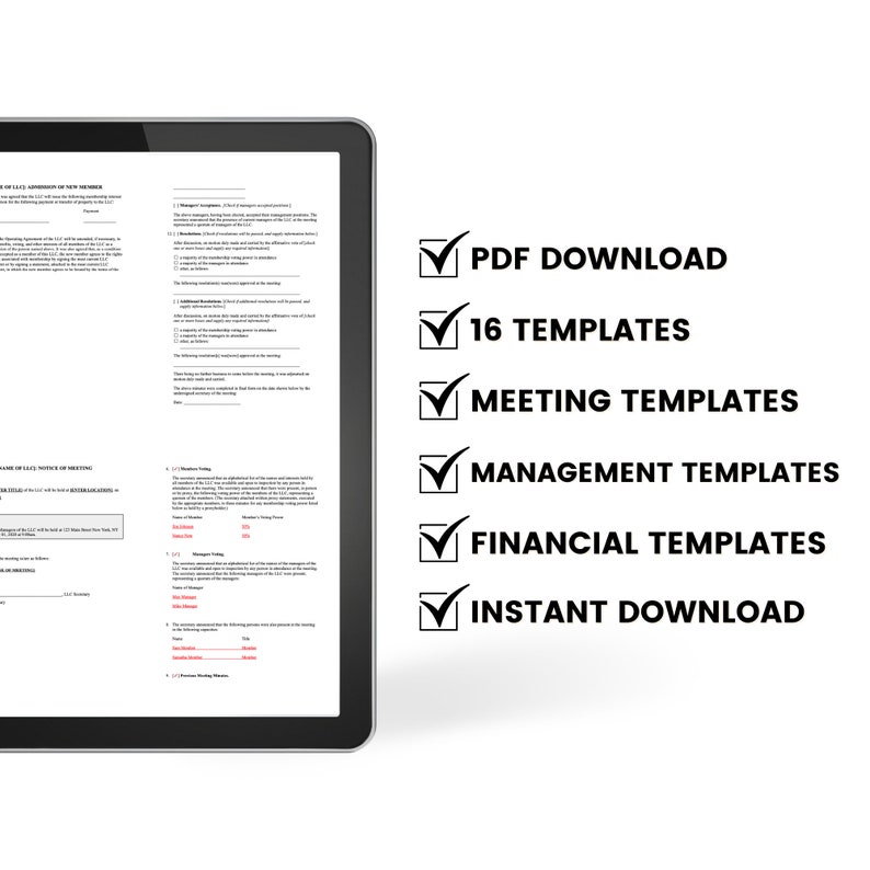 LLC Legal Templates | LLC Management - Etsy
