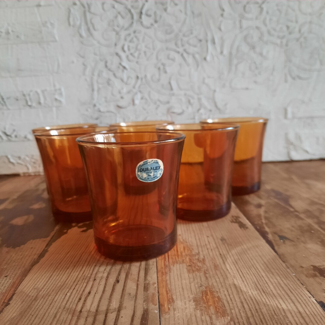 Vintage Duralex Water Glasses. Duralex Glass Set 6. French Amber Water ...