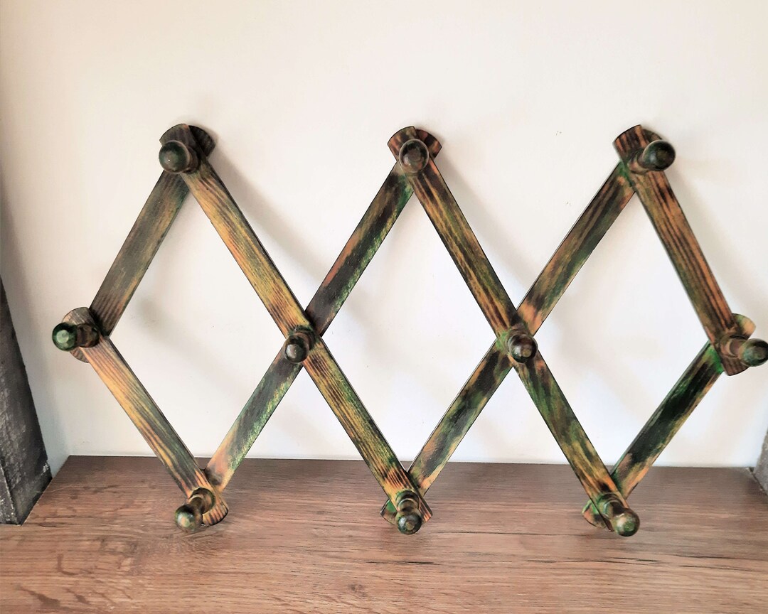 Vintage Wooden Accordion Hanger. Extendable Hanger. Wall Hanger ...