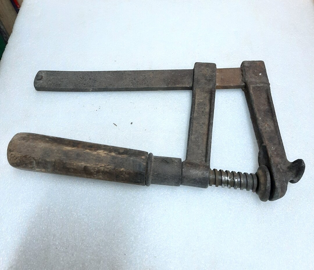 Pair of Old Metal Carpenter's Screw Clamps. Old Industrial Carpentry ...