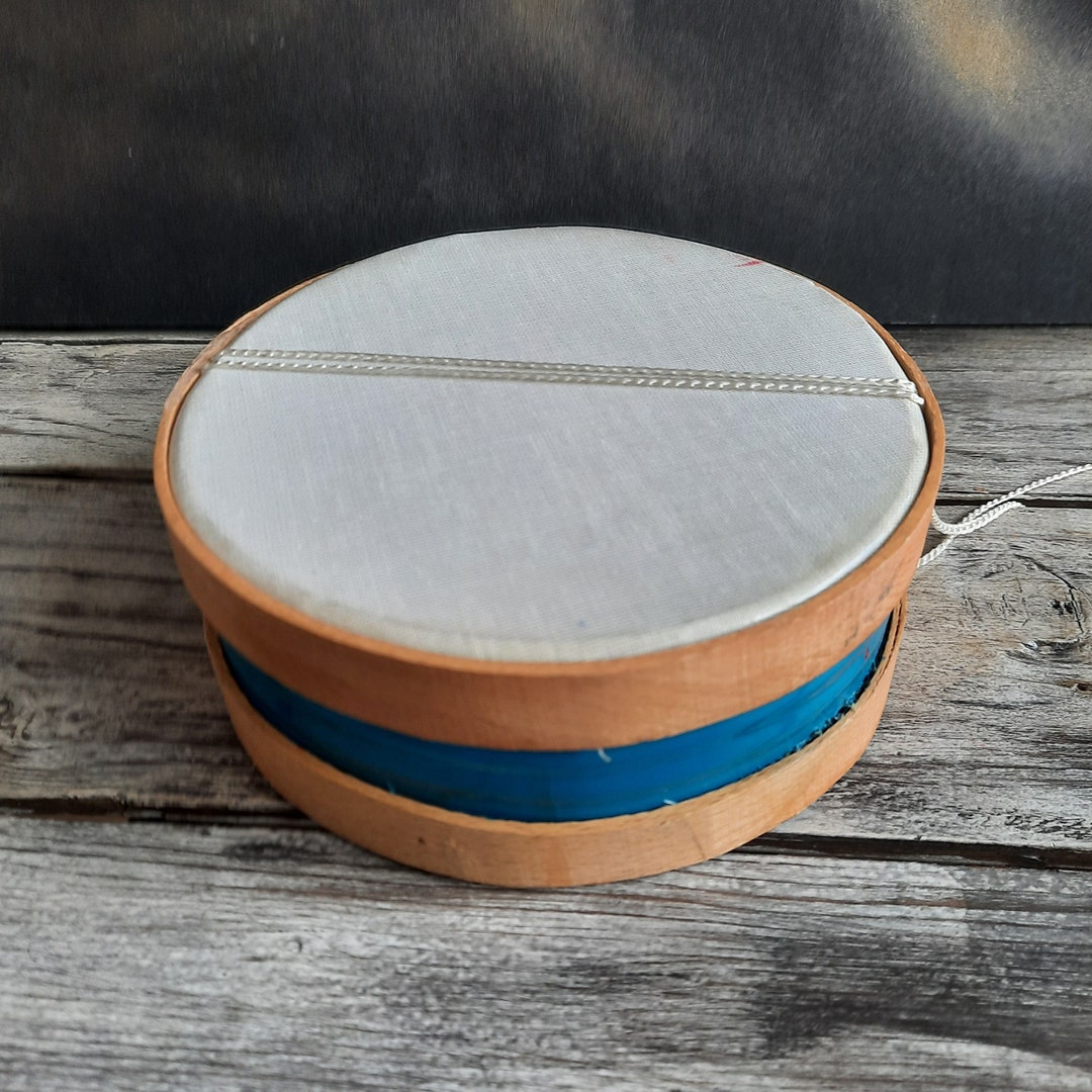 Vintage Toy Drum. A Small Wooden Drum. Hand Drum. Old Drum Musical ...