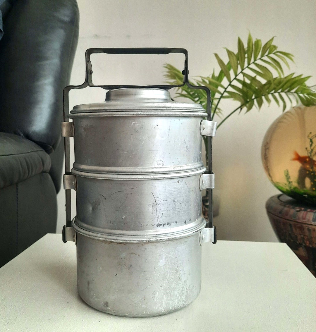 Vintage Aluminum Food Box Set. Lunch Box, Food Organizer. Enamelware ...