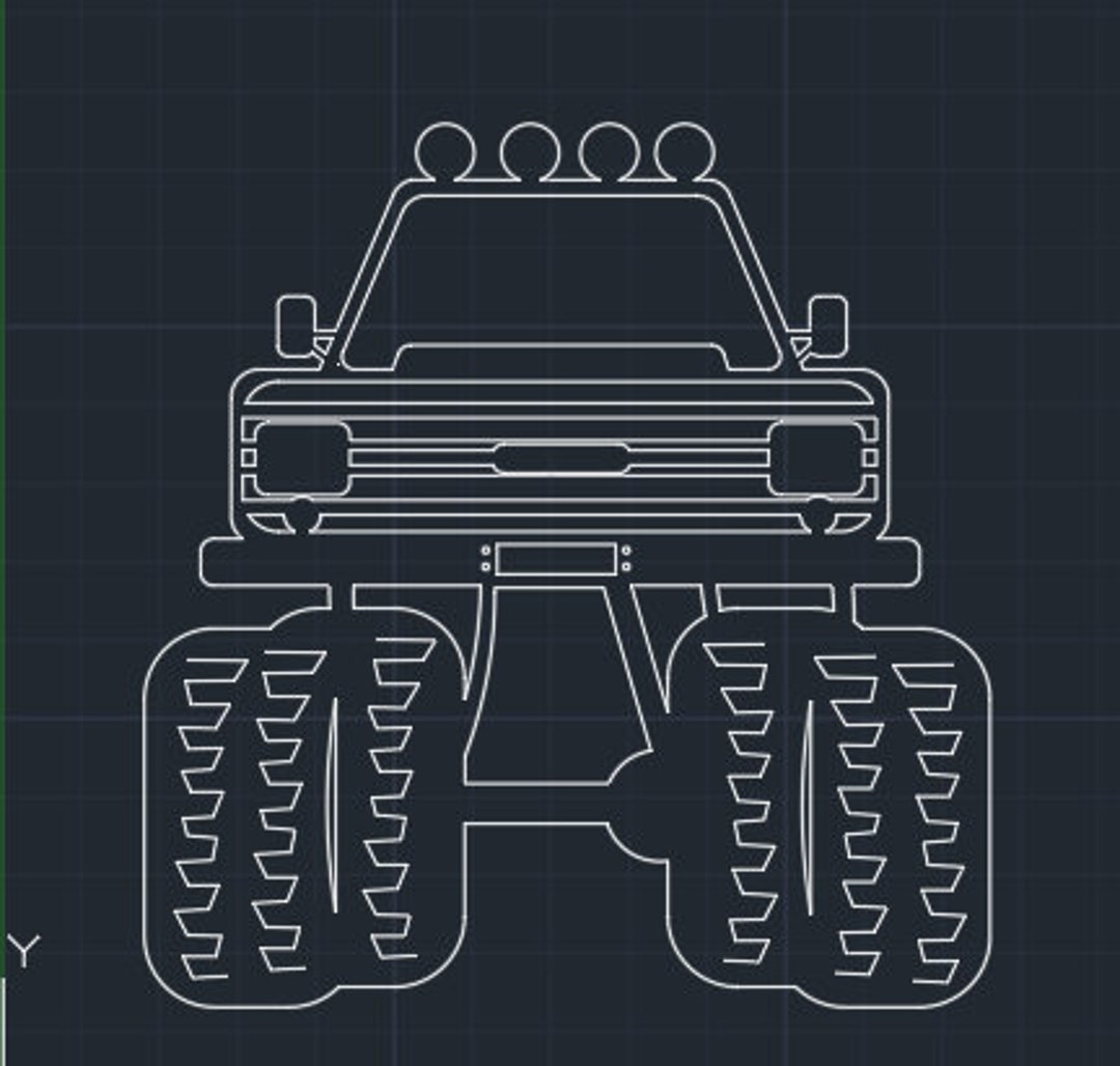 4X4 Monster Truck Front View DXF File for CNC Plasma / Laser / Waterjet ...