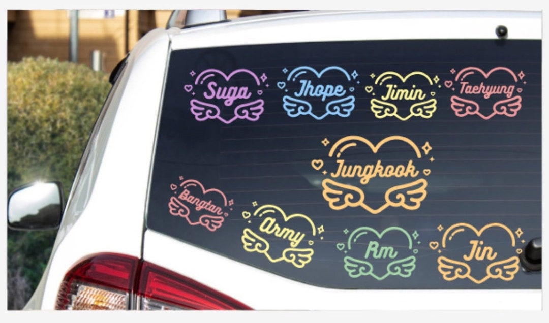 BTS, K-pop, KPOP, Car Decal, Rear View Mirror Sticker, Car Window ...
