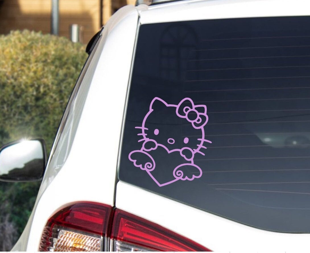 Cute Kitty, Angel Kitty, Rear View Mirror Sticker, Car Window Sticker ...