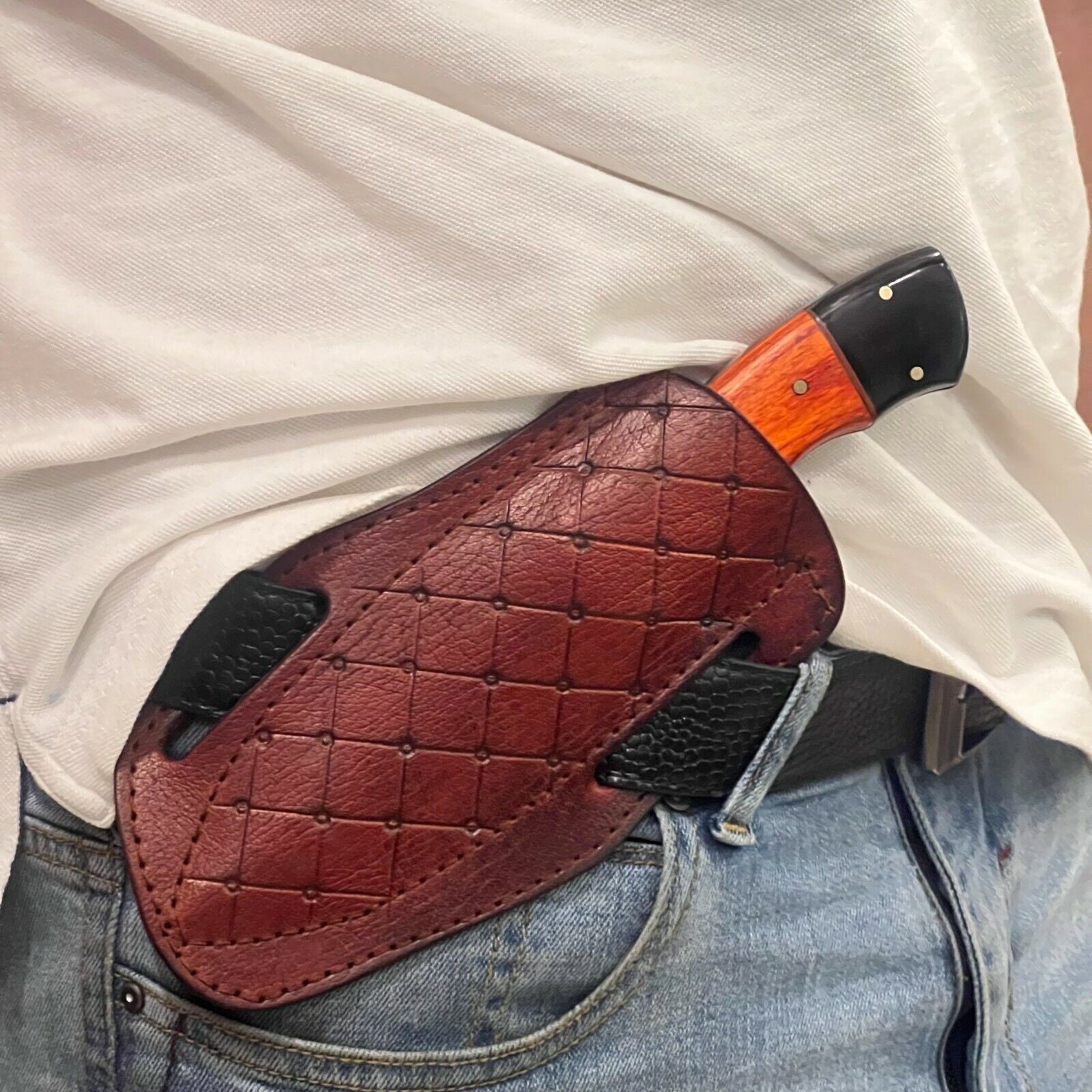 Handmade Leather Belt Sheath Holster for Dagger FIXED BLADE KNIFE ...