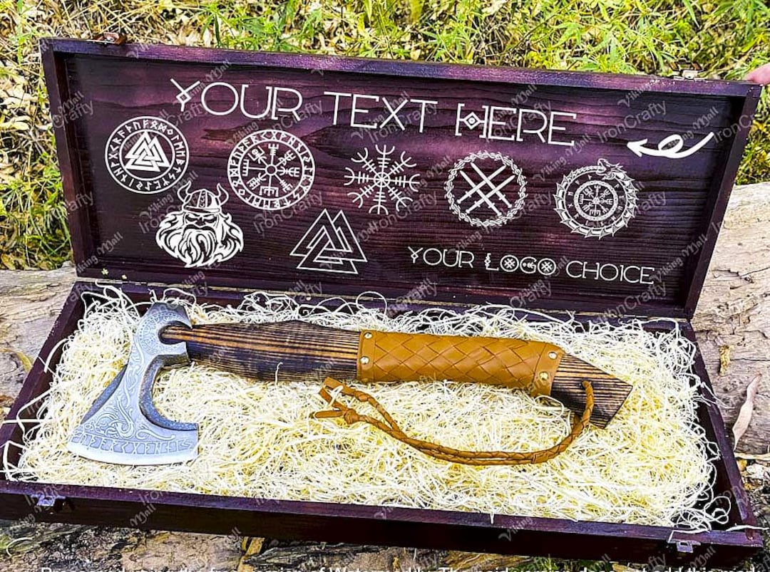 Handcrafted Viking Axe Gift Set With Personalized Box – Unique Custom ...