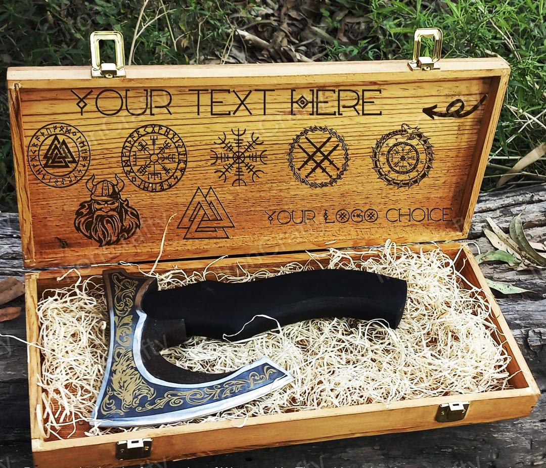 Custom Handmade Norse Hatchet Viking Axe With Wooden Box, Hand Forged ...
