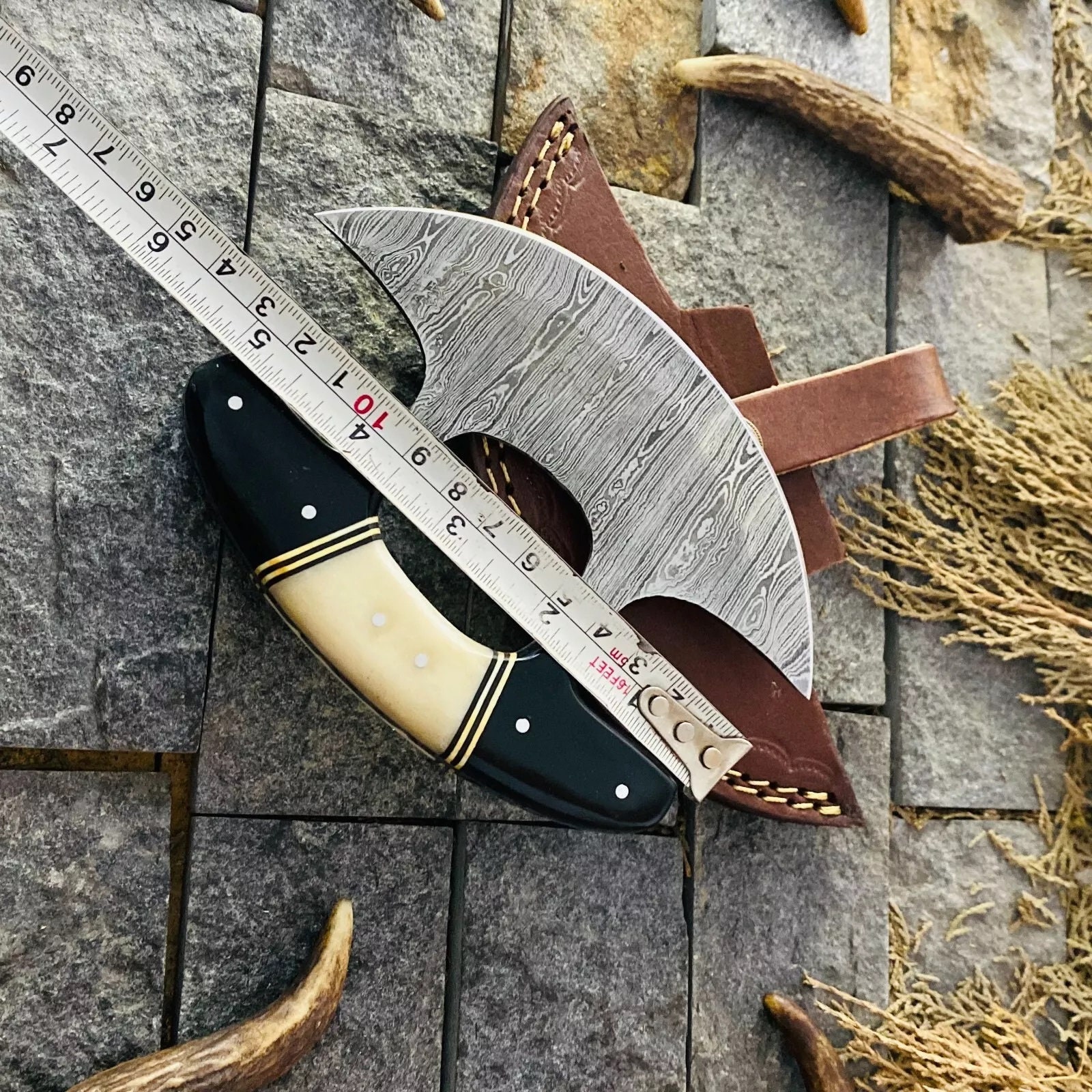 Hand-forged Damascus Steel Ulu Knife With Sheath Ideal for Slicing ...