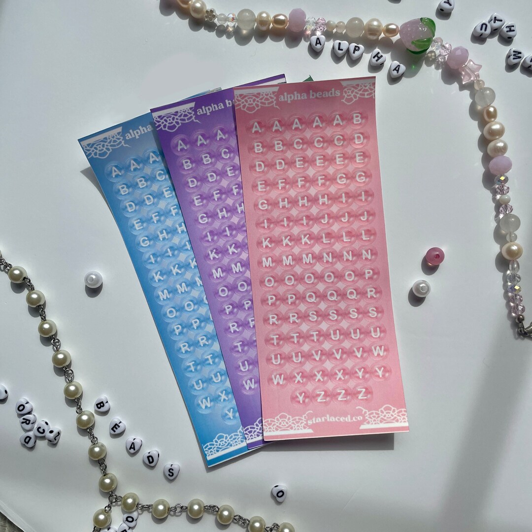 Alpha Beads Sticker Sheet | Alphabet Sticker Sheet, Letter Stickers, 3D ...