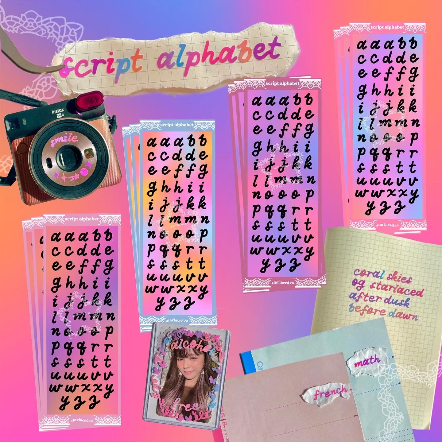 Script Alphabet Sticker Sheet Alphabet Letter Sticker Sheet - Etsy