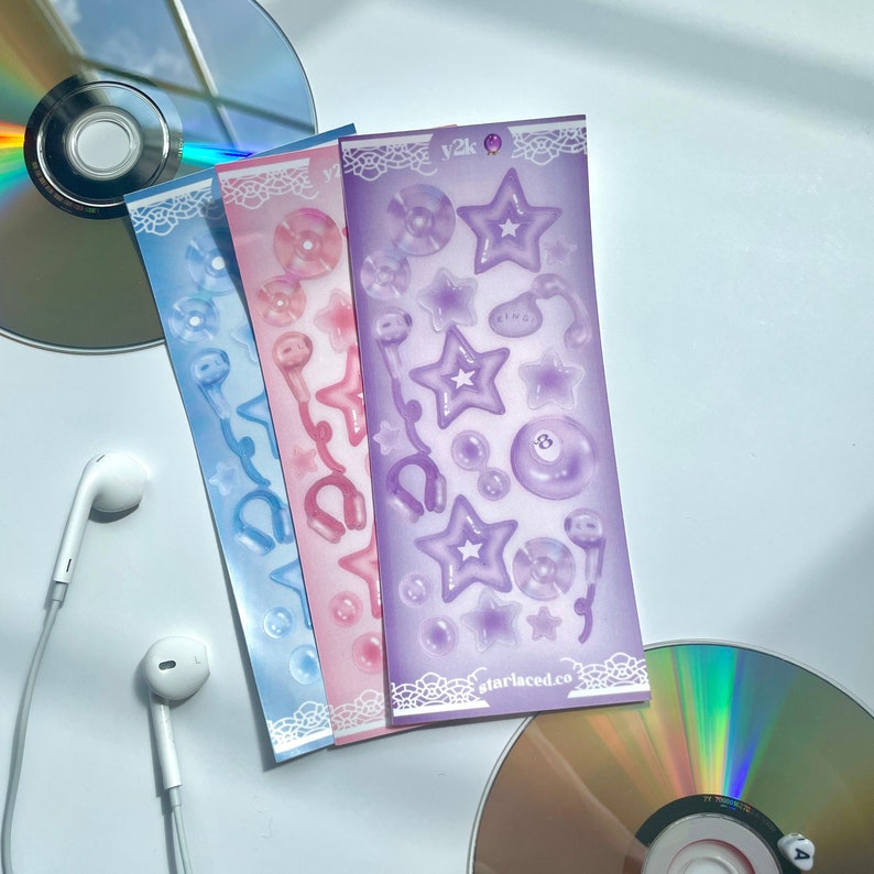 Y2K Sticker Sheet | Retro Aesthetic Stickers, AirPod Headphone Star ...
