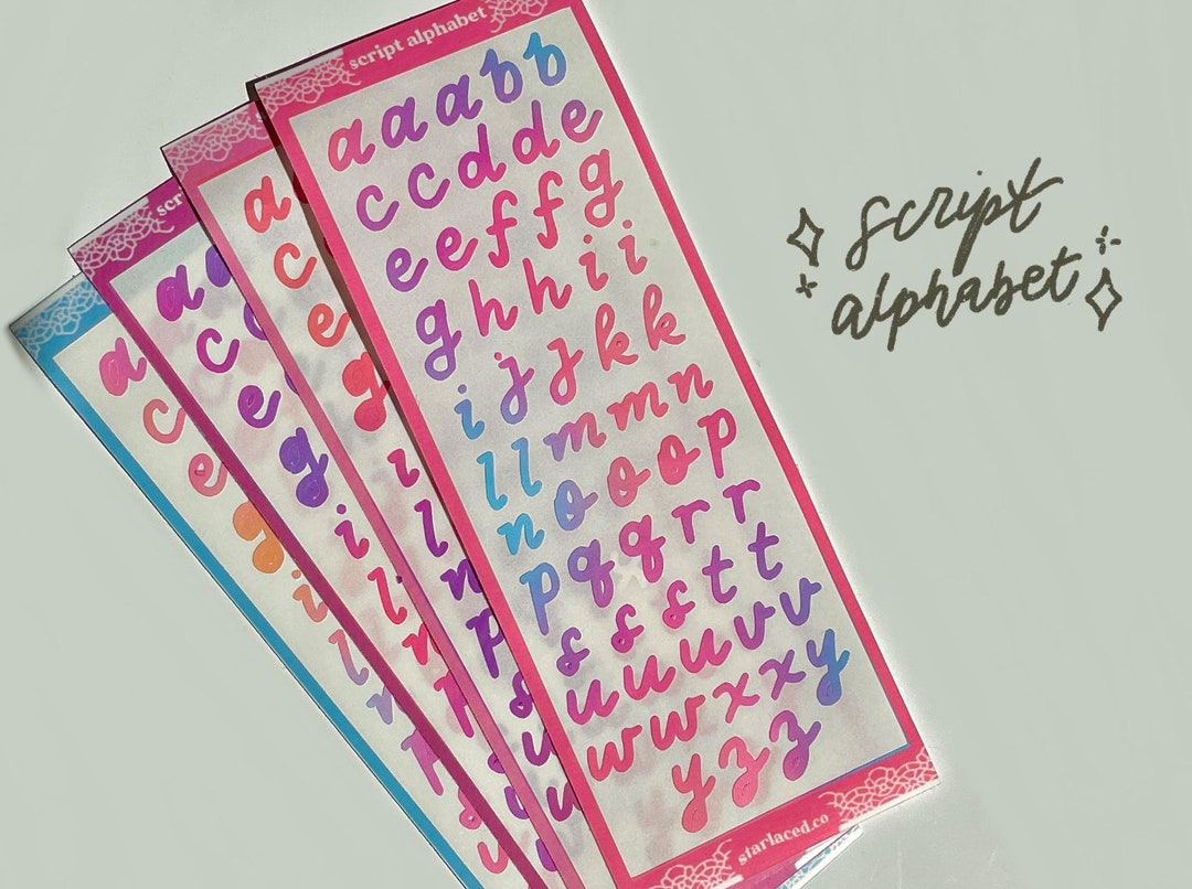 Script Alphabet Sticker Sheet | Alphabet Letter Sticker Sheet, Cursive ...