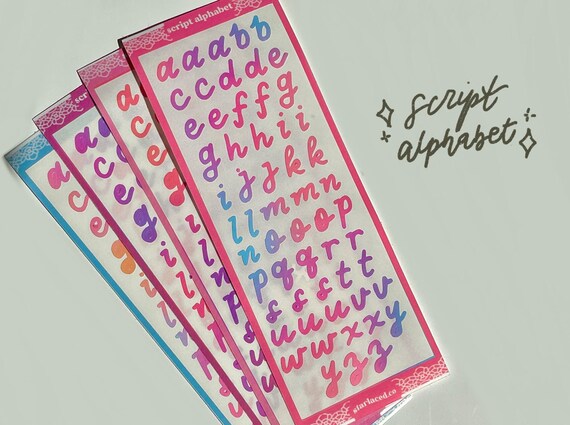 Script Alphabet Sticker Sheet Alphabet Letter Sticker Sheet - Etsy