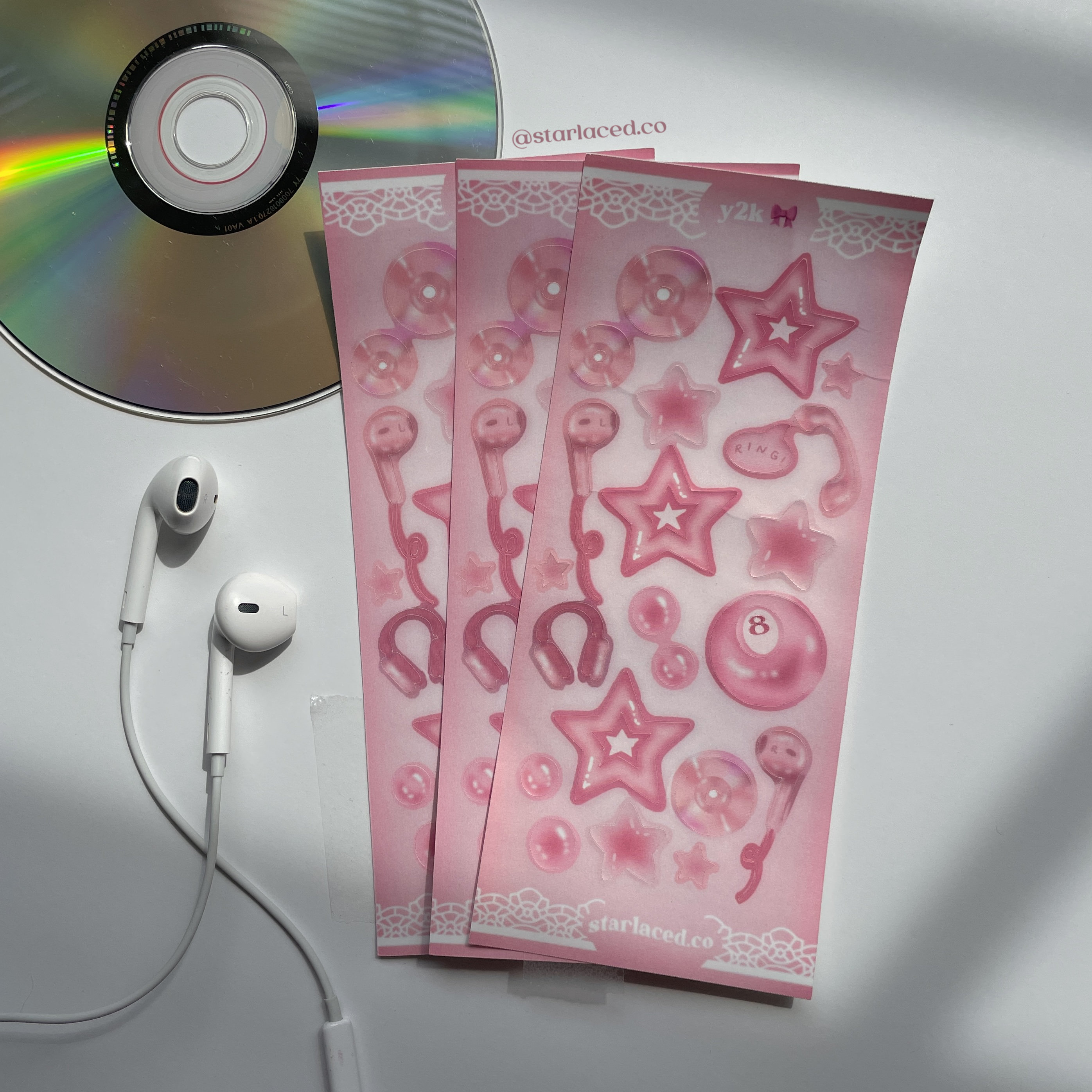 Y2K Sticker Sheet | Retro Aesthetic Stickers, AirPod Headphone Star ...