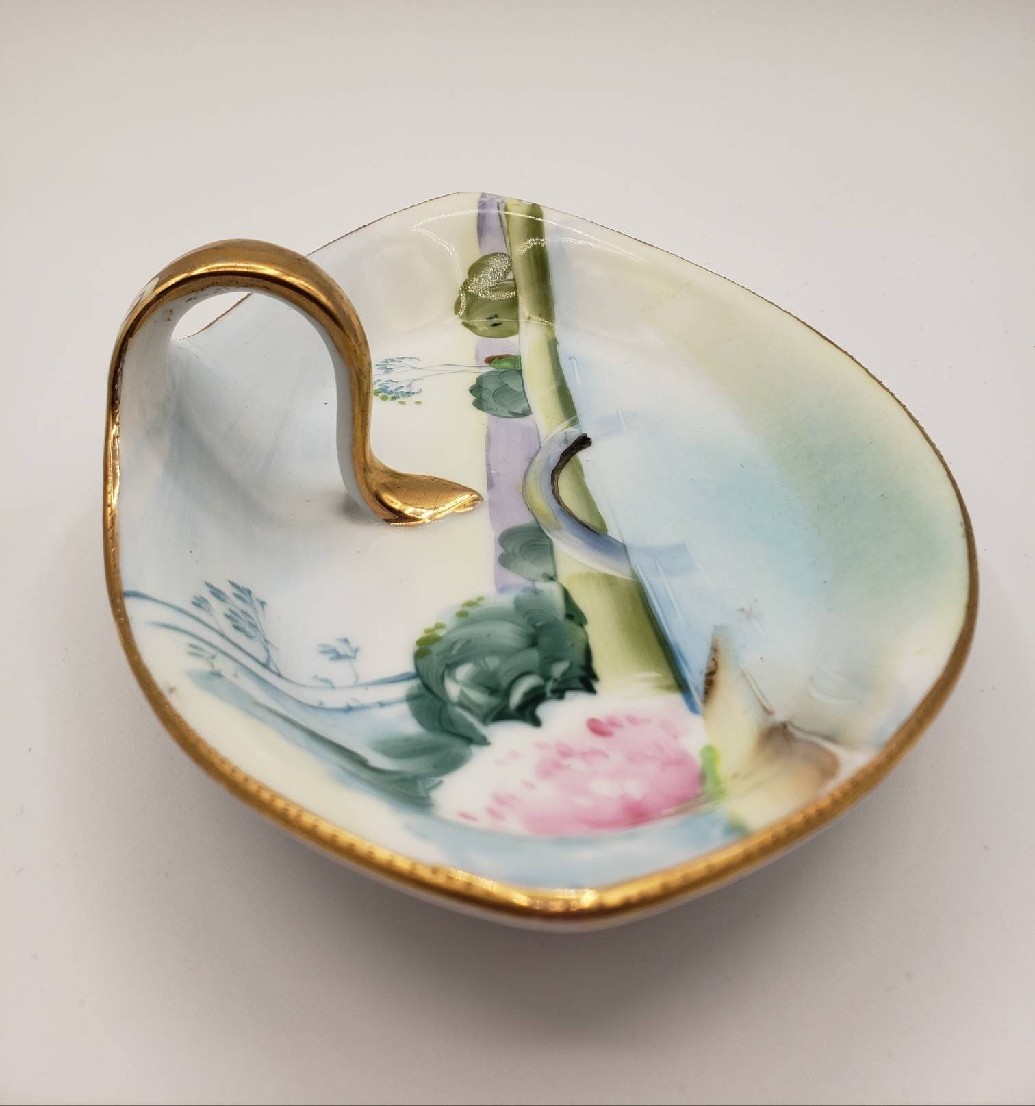 Nippon Hand Painted Japanese Garden Bon Bon Candy Nut Trinket Dish ...