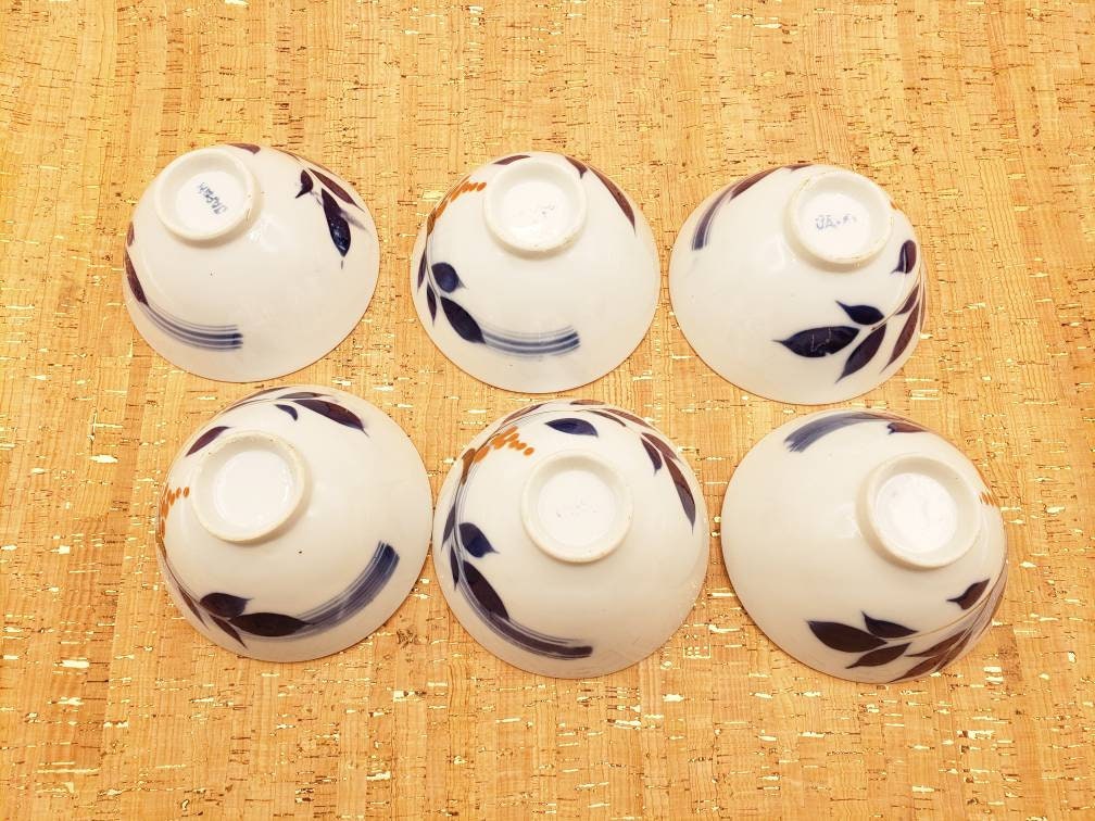 Vintage Japanese Porcelain Rice Cup Soup Noodle Bowl Blue & White MCM ...