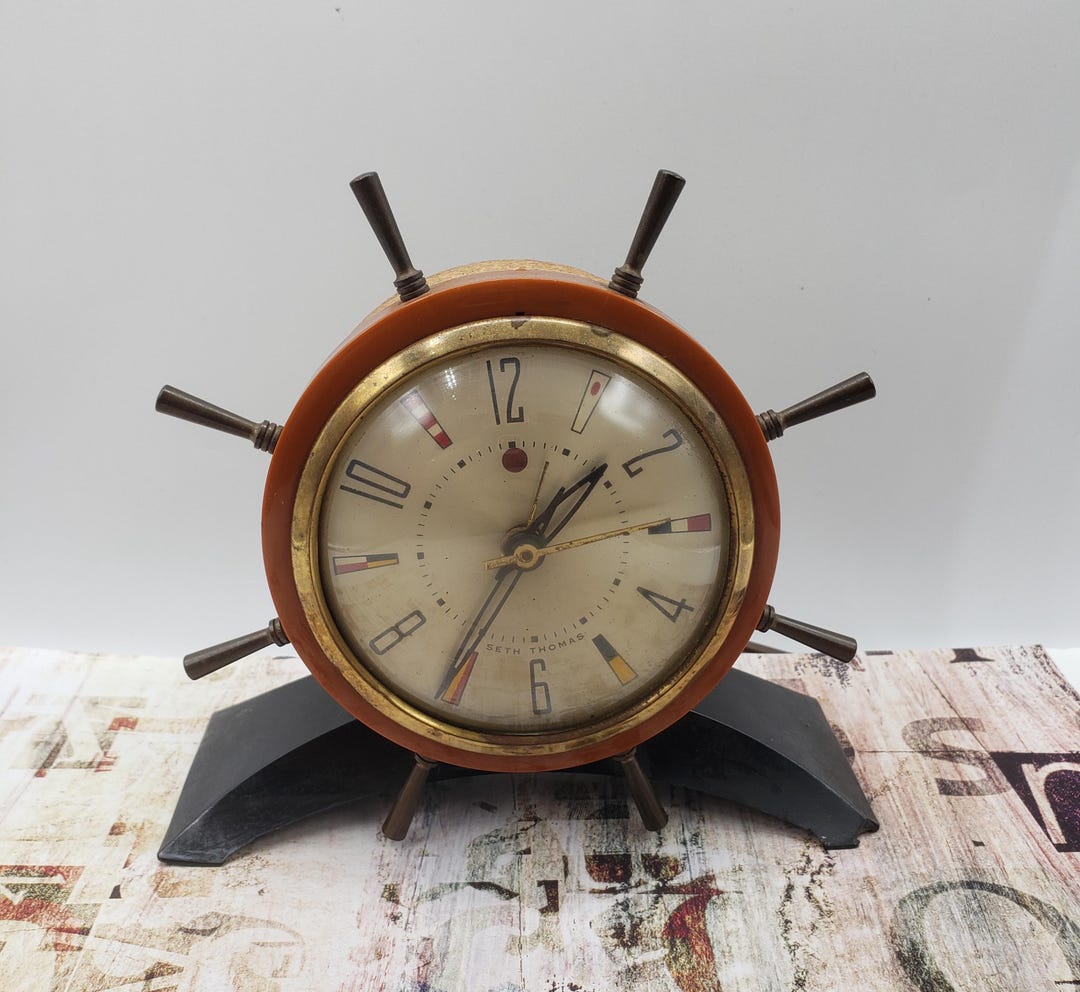 Vintage Seth Thomas Rudder Nautical Electric Desk Alarm Clock E925-003 ...
