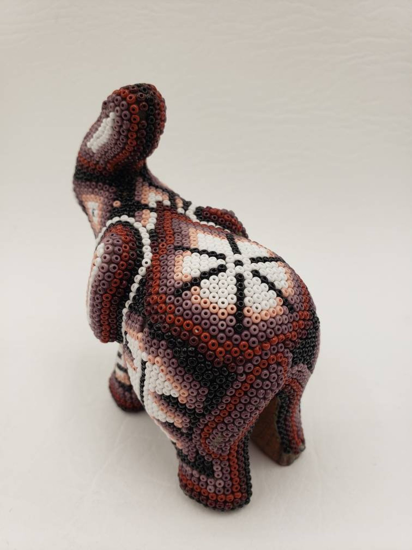Huichol Bead Mexican Folk Art Small Elephant Wood Statue - Etsy
