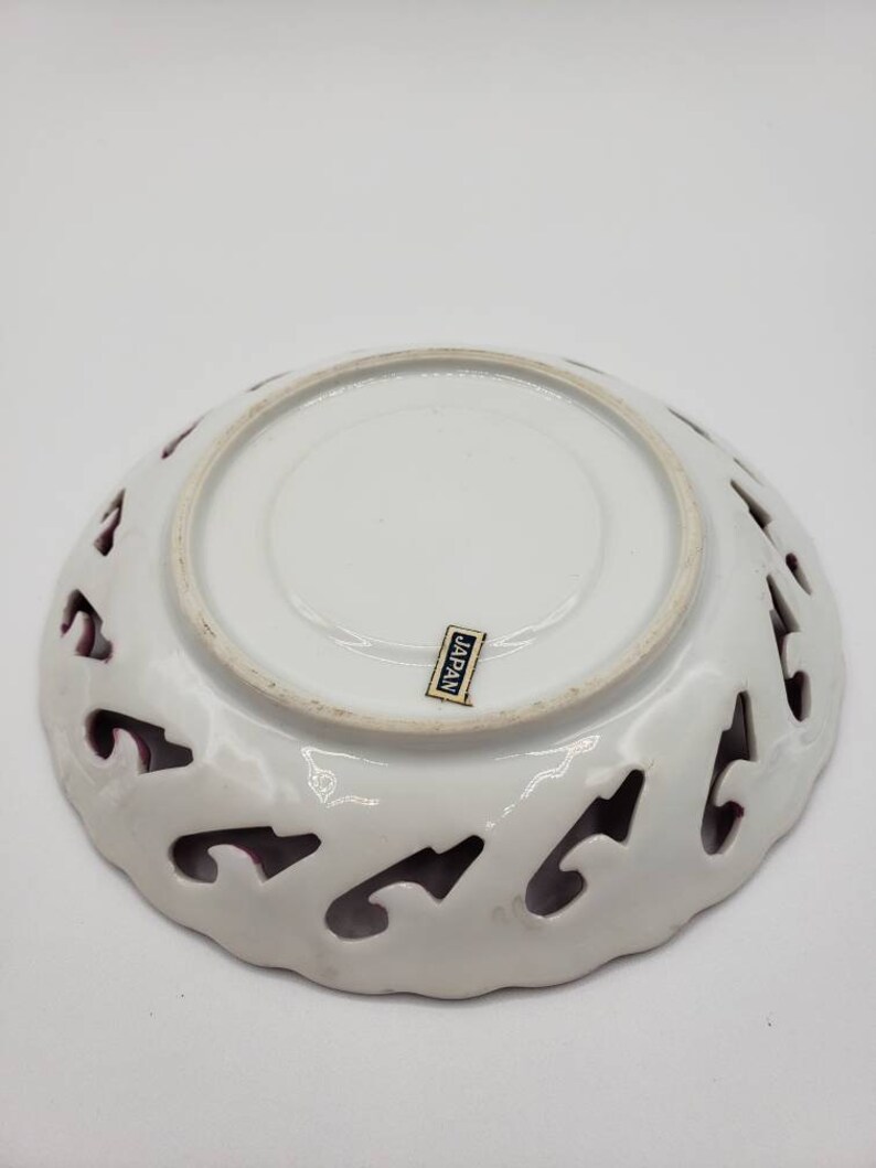Vintage Inarco Dessert Bowl, Reticulated Underplate 6" Saucer ...