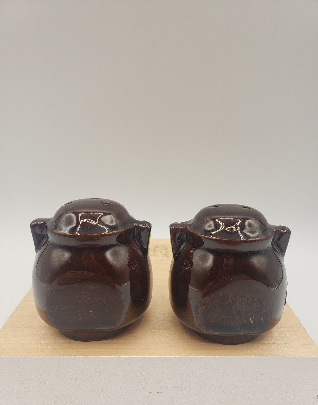 Boston Baked Beans Salt Pepper Shakers Japan Bean Pot Brown Ceramic ...