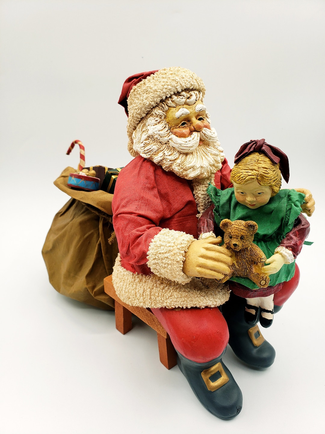 Clothique Sitting on Santa's Lap Christmas Decor 1980s Fabric Mache ...