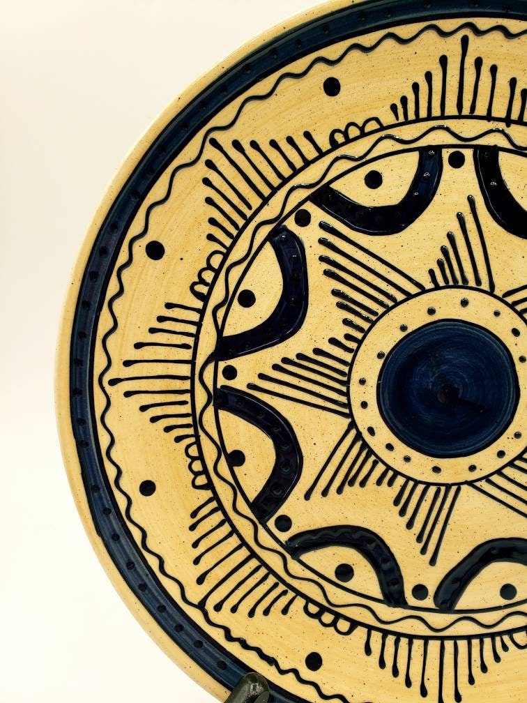 JIM SHORE Carolina Trade Pottery Handpainted Cobalt BLUE 9” Plate ...