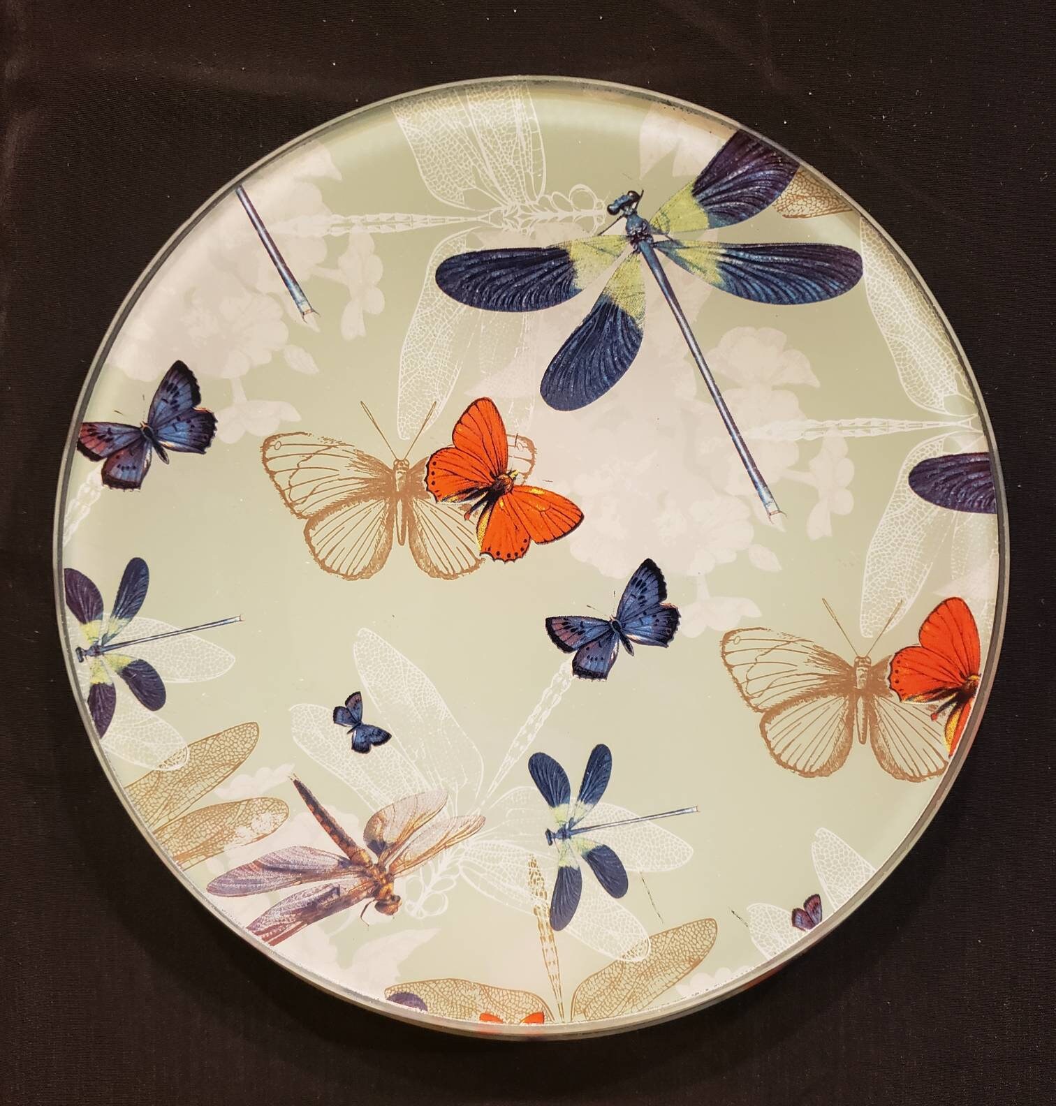 Dragonflies & Butterflies Plates Dessert Appetizer Set of 4 Sage Green ...