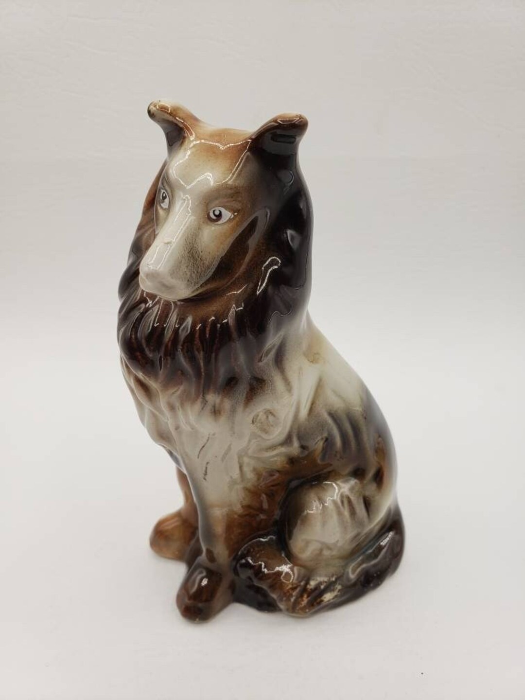 Collie Dog Lassie Glazed Porcelain Sitting Figurine 7"h Brown MCS ...