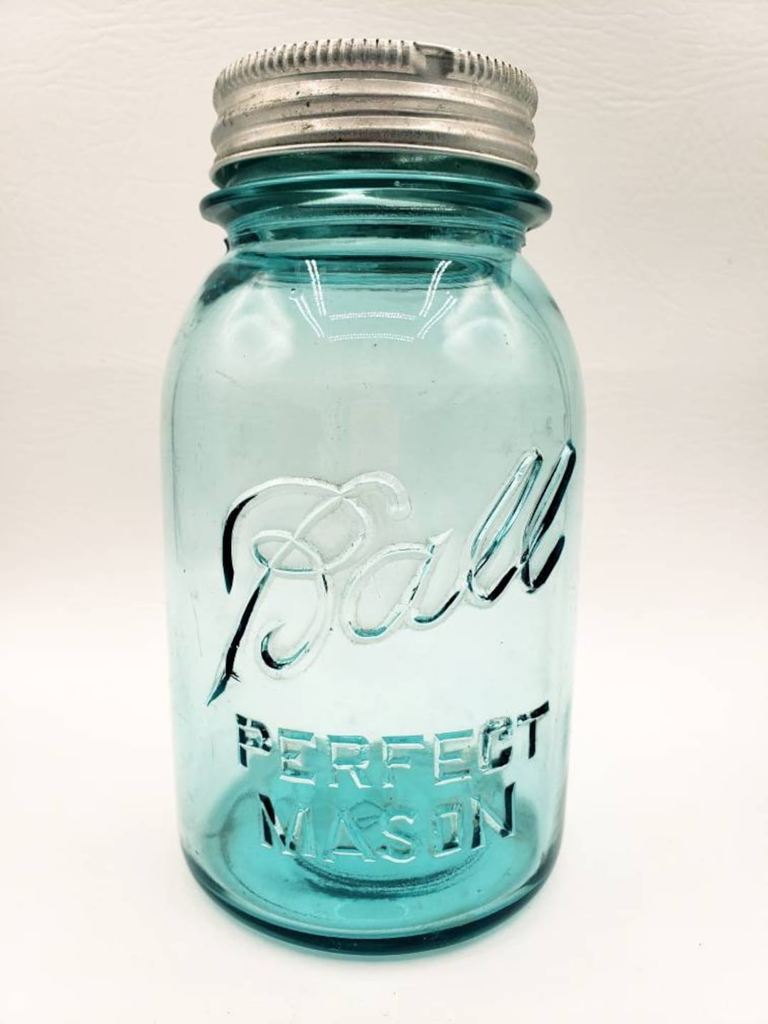 Ball Perfect Mason Quart #9 Aqua Blue Canning Jar 7" Presto Bowtie Zinc ...