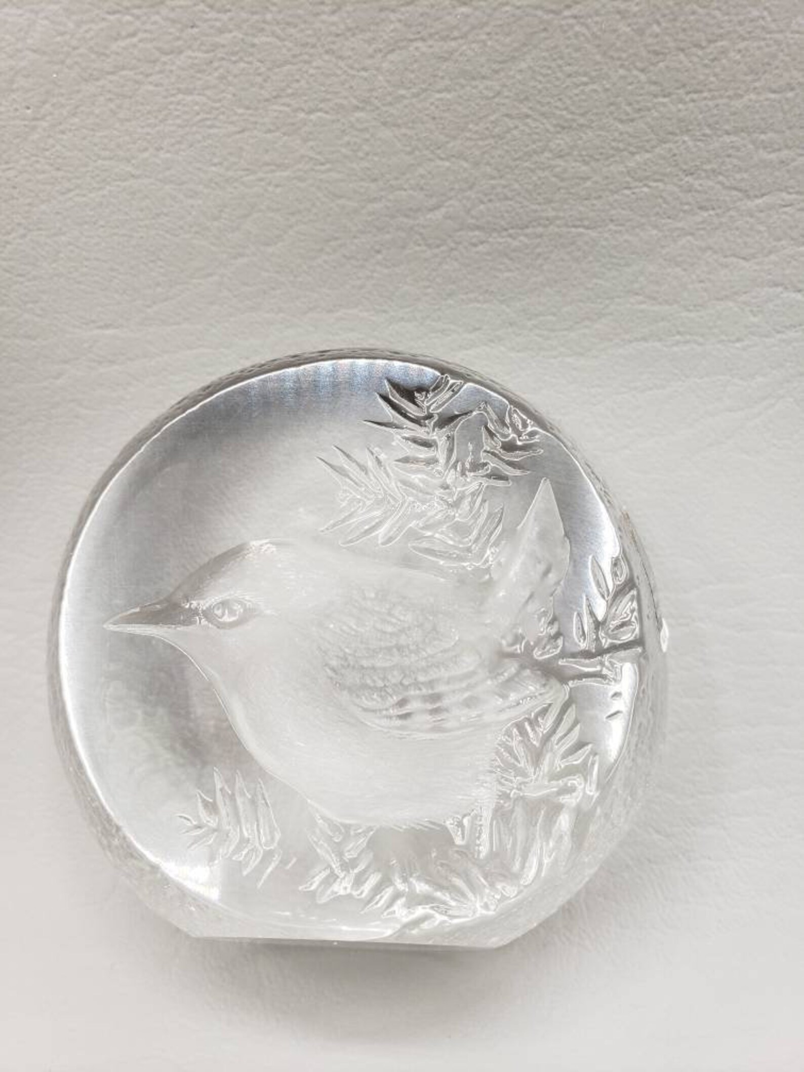 Mats Jonasson Paperweight Etched Signed Crystal Bird Wren Etsy