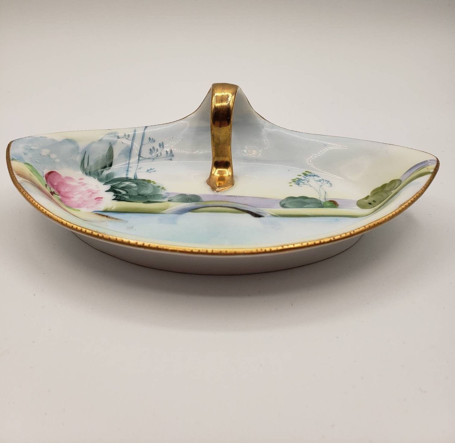 Nippon Hand Painted Japanese Garden Bon Bon Candy Nut Trinket Dish ...