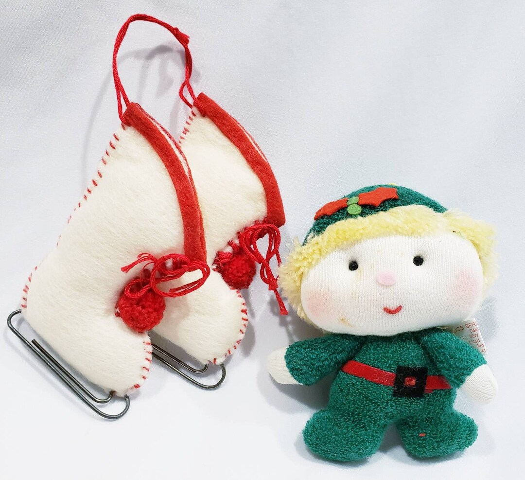 Vintage Christmas Ornaments Russ of Korea 1986 Plush Elf & Handmade ...