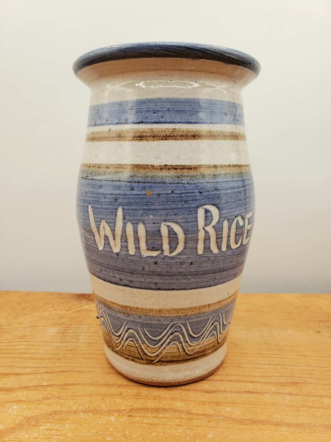 Wild Rice Ceramic Pottery Crock Jar Canister Hand Crafted Signed Naomi ...