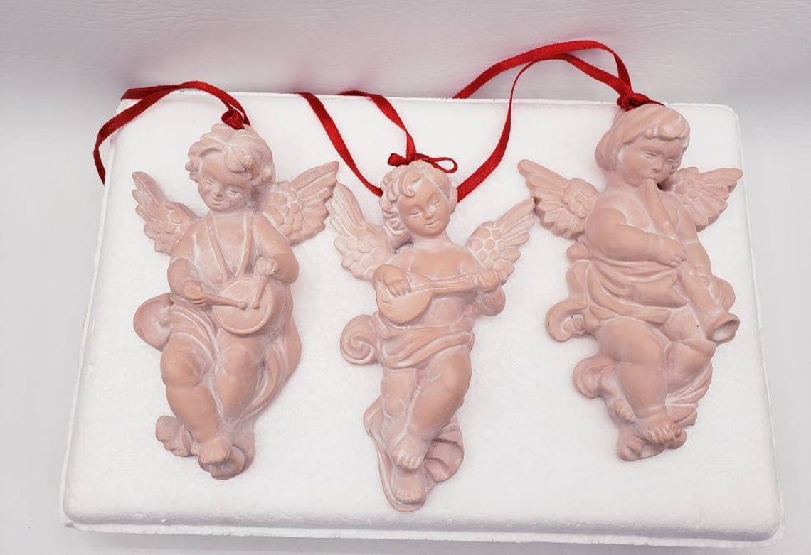 Vintage Angel Wall Plaques Hanging Ornaments Korea, Clay, Pottery 5.25 ...