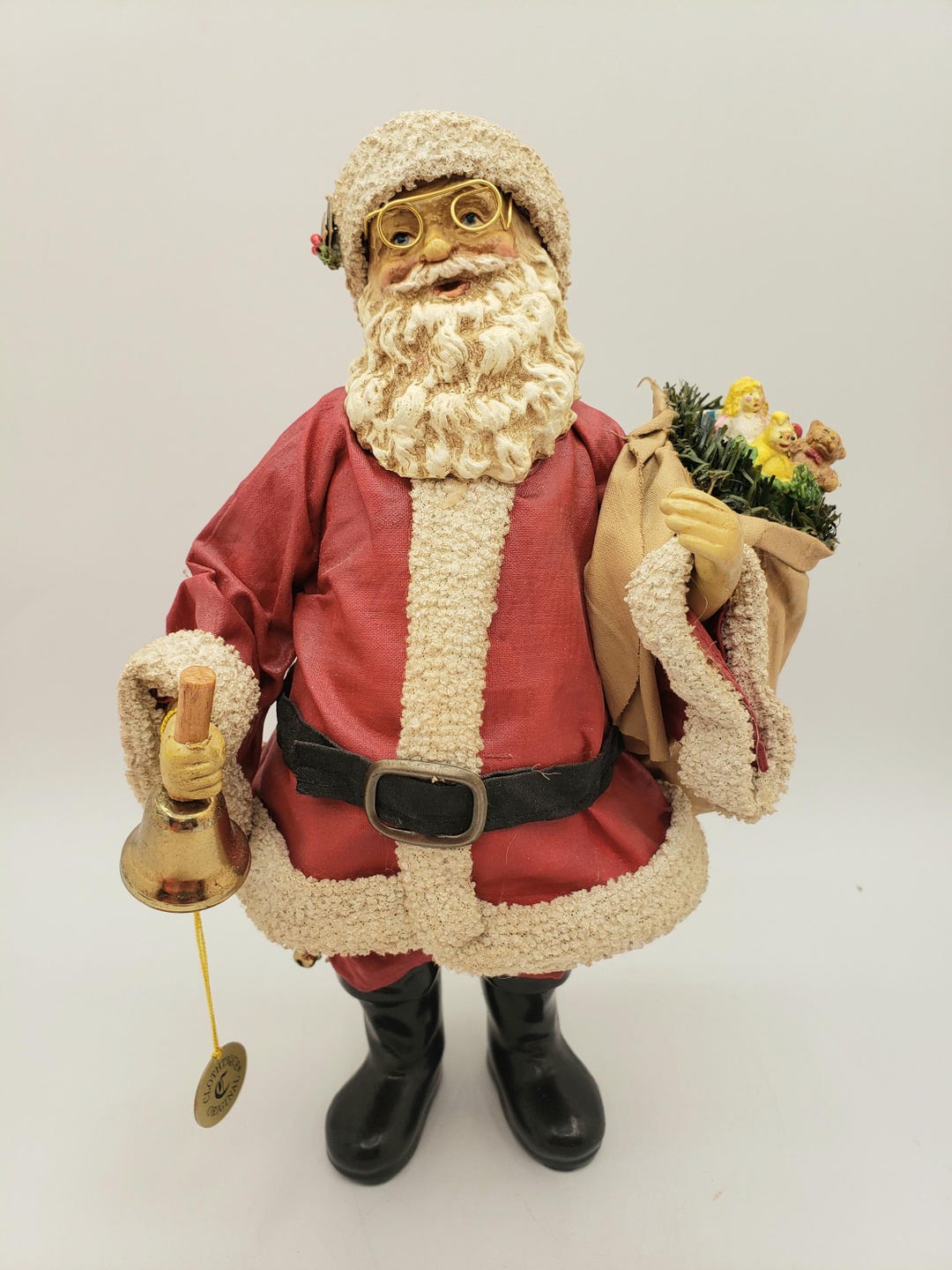 Vintage 1988 Clothtique Traditional Santa With Bell and Toy Bag ...