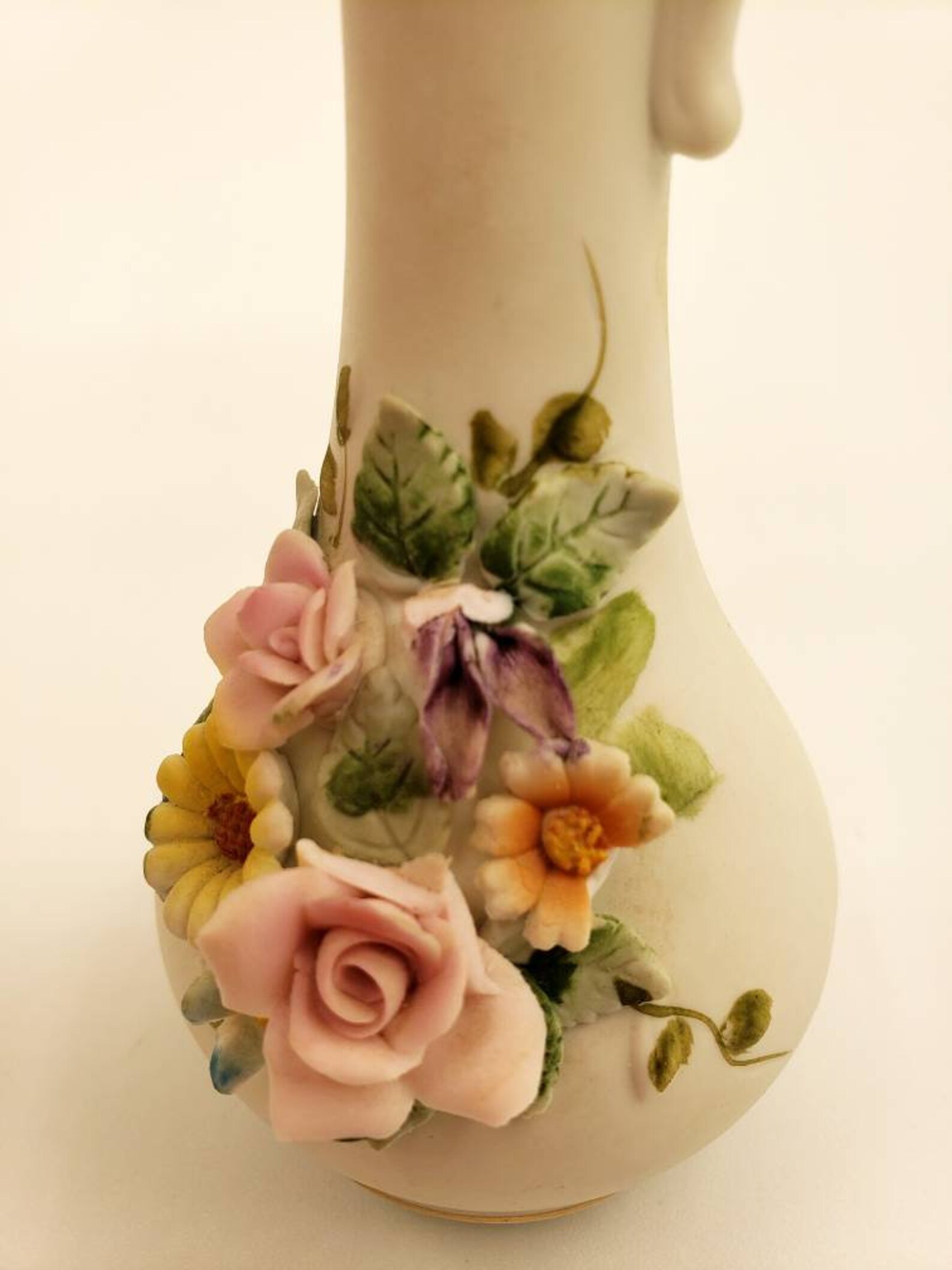 Vintage Lefton China Bisque Vase Hand Painted Flowers, Floral Retro ...