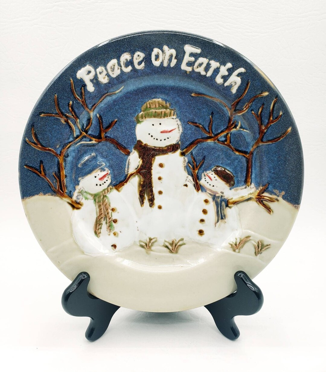 Snowman Appetizer Cookie Plate 8" Vintage Christmas Decor Winter ...