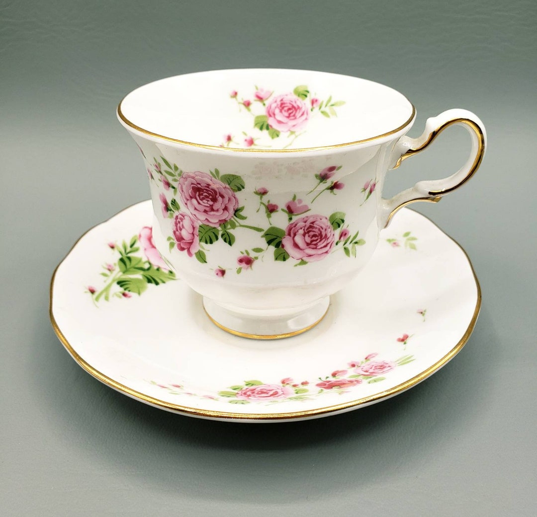 Vintage 1974 "pink Roses" Tea Cup & Saucer Avon Fine Bone China England ...
