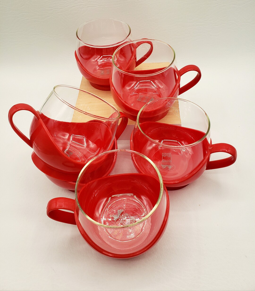 Melitta Germany Cups Tumblers Glasses Red Holder MCM Retro 1960's Set ...