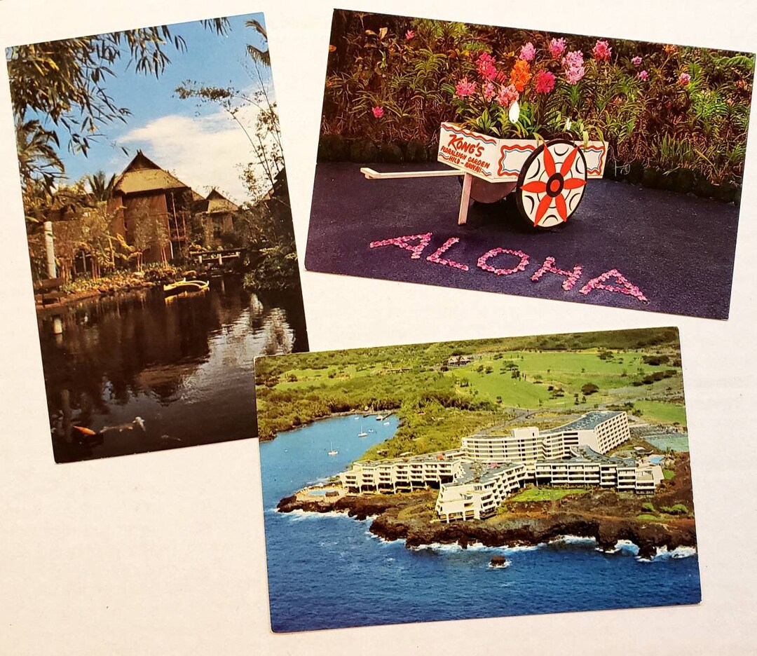 3 Vintage Unused Postcards From Hawaii: Hilo, Kona Surf, Waiakea Resort ...